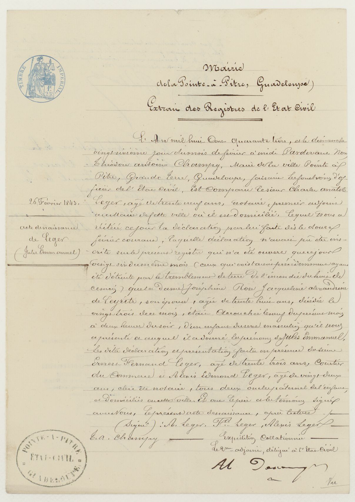 Cimetière du Père Lachaise - APPL - LEGER Jules Emmanuel (1843-1895)