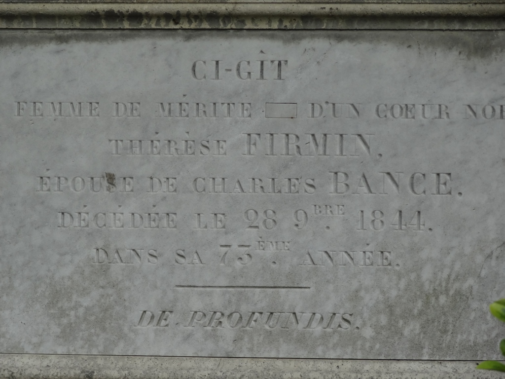 Cimetière du Père Lachaise - APPL - BANCE Charles (1771-1863)