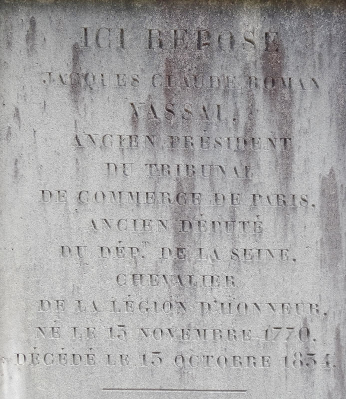 Cimetière du Père Lachaise - APPL - VASSAL Jacques Claude Roman (1770-1834)