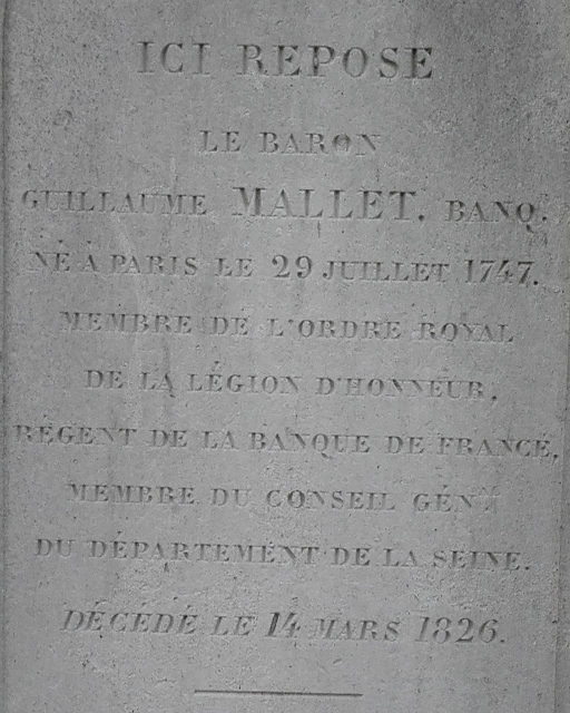 Cimetière du Père Lachaise - APPL - MALLET Guillaume, baron (1747-1826)