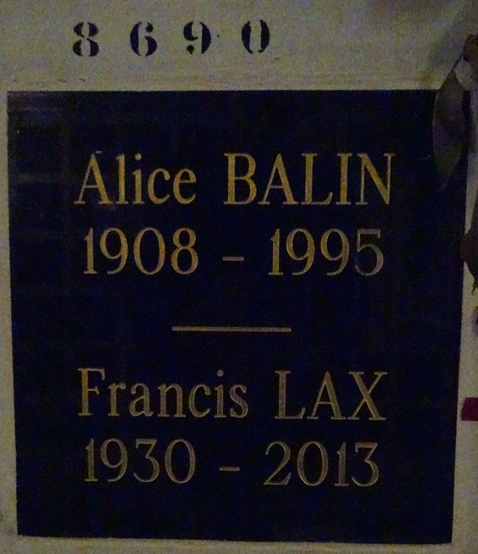 Cimetière du Père Lachaise - APPL - LAX Francis (1930-2013)