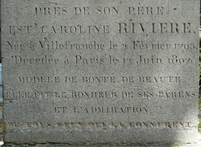 Cimetière du Père Lachaise - APPL - RIVIERE Caroline (1793-1807)