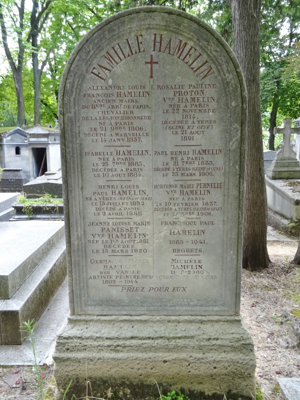 Cimetière du Père Lachaise - APPL - HAMELIN Alexandre Louis François ...