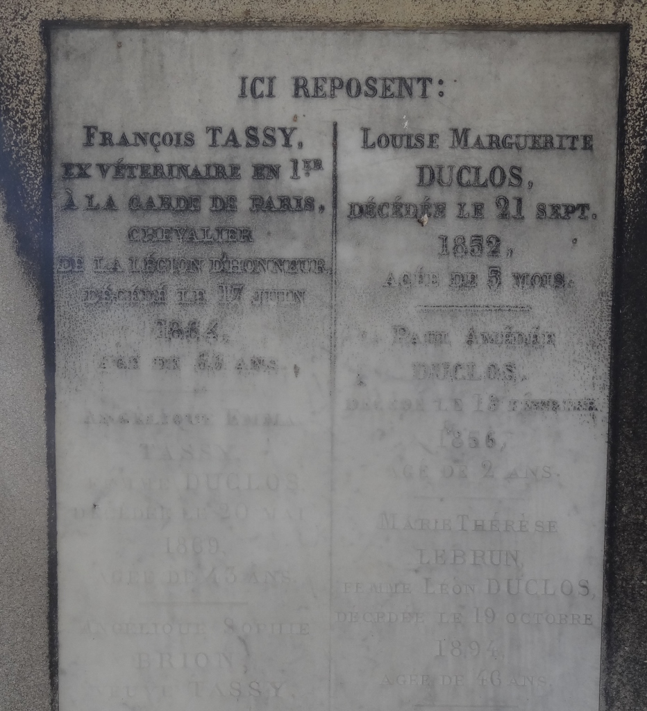 Cimetière du Père Lachaise - APPL - TASSY François (1797-1864)
