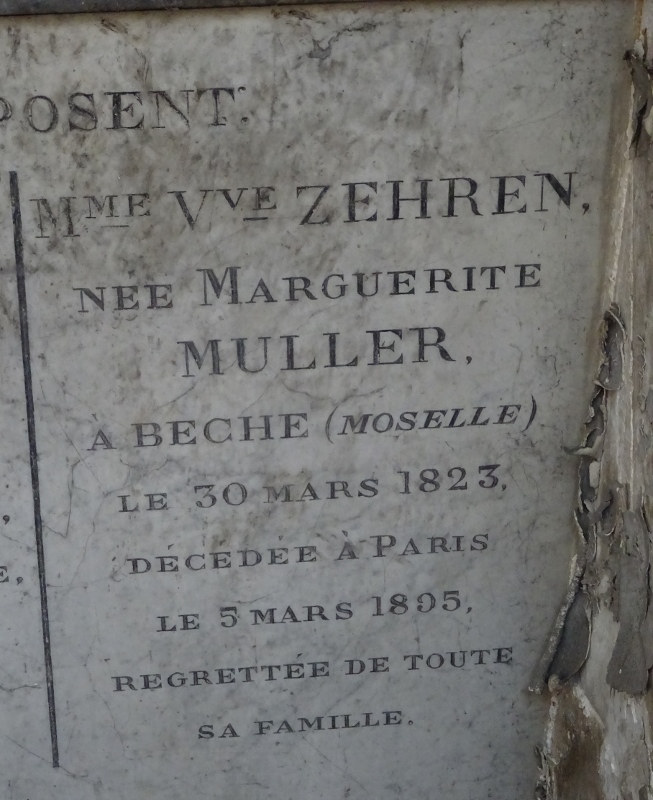 Cimetière du Père Lachaise - APPL - ZEHREN Jean (1827-1885)