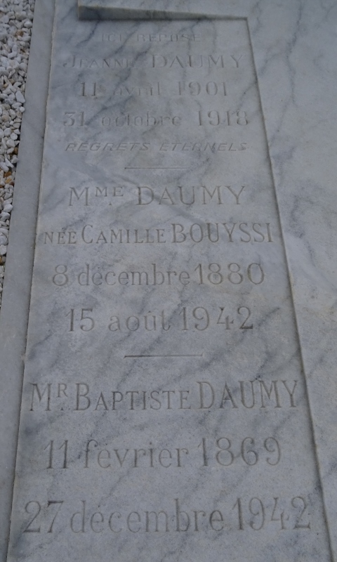 Cimetière du Père Lachaise - APPL - DAUMY Jeanne (1901-1918)