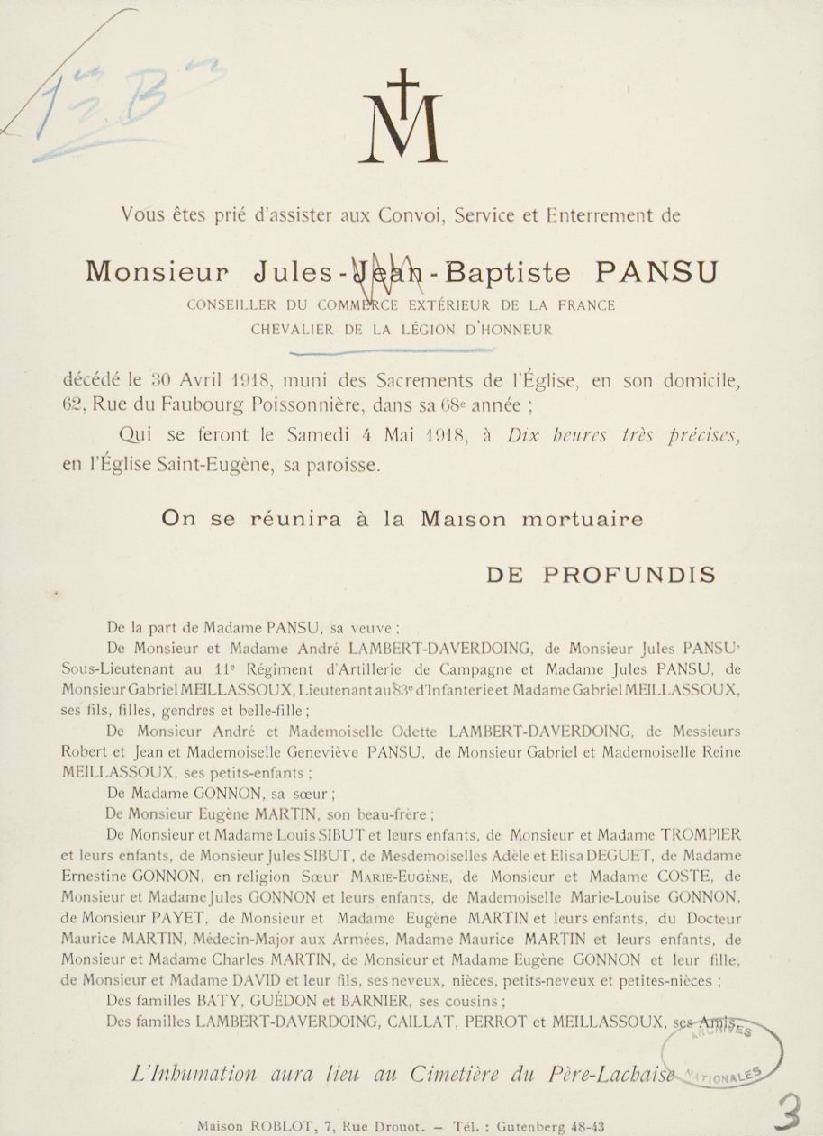Cimetière du Père Lachaise - APPL - PANSU Jules (1851-1918)