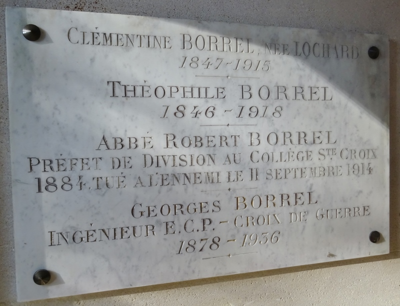 Cimetière du Père Lachaise - APPL - BORREL Robert (1884-1914)