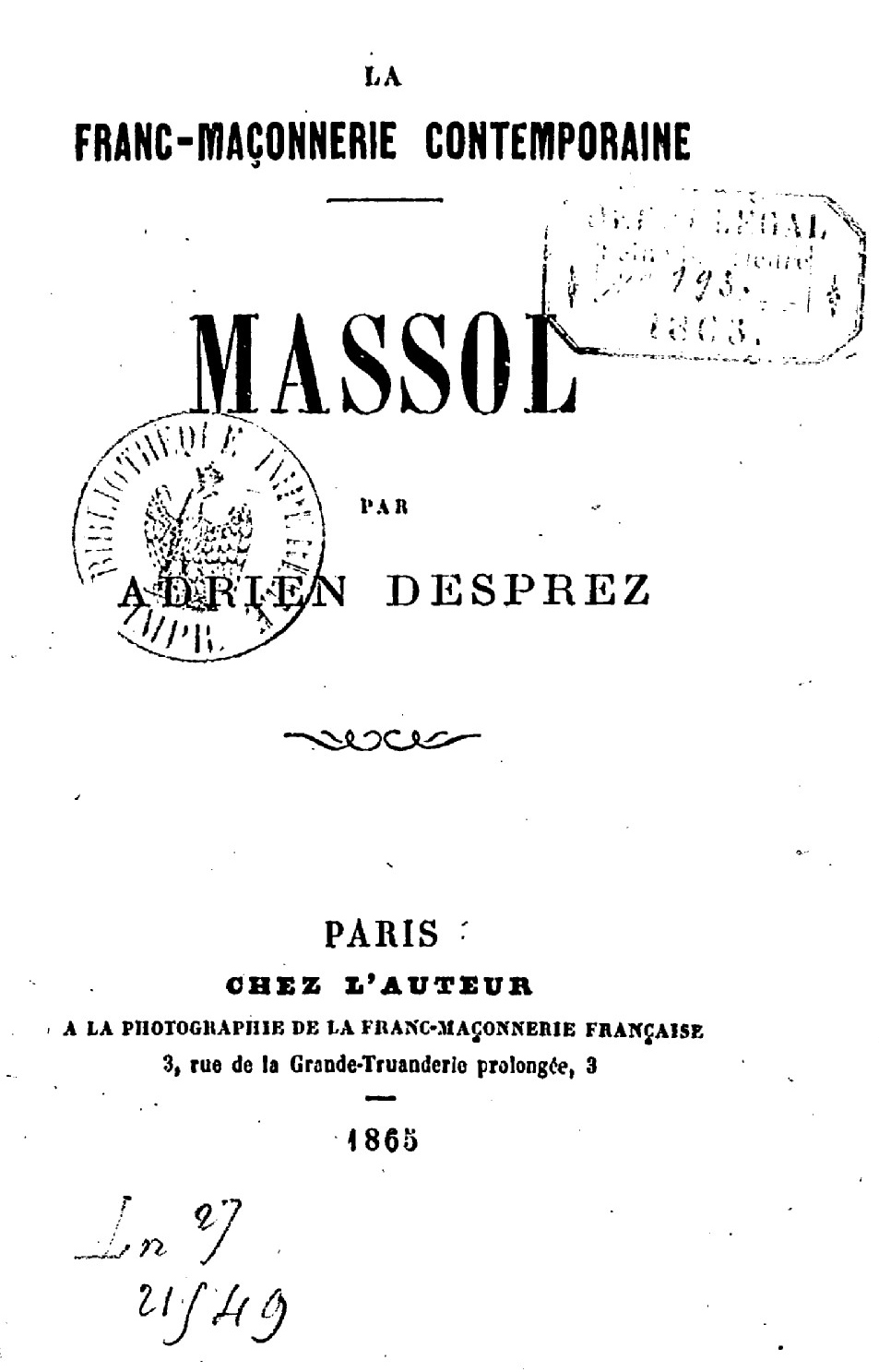 Cimetière du Père Lachaise - APPL - MASSOL Marie Alexandre (1805-1875)