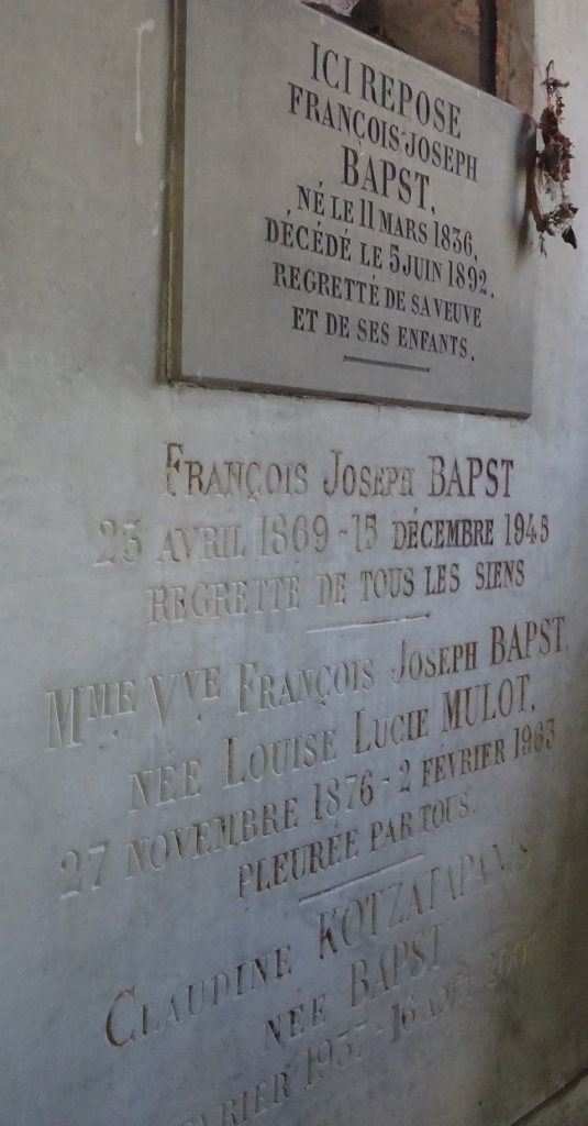 Cimetière du Père Lachaise - APPL - BAPST François Joseph (1836-1892)