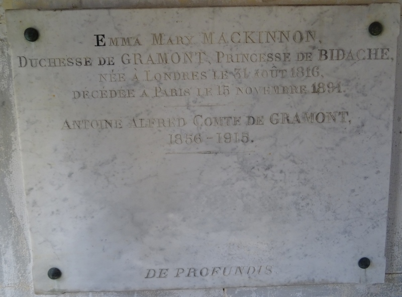 Cimetière du Père Lachaise - APPL - GRAMONT, Emma Mary MACKINNON ...