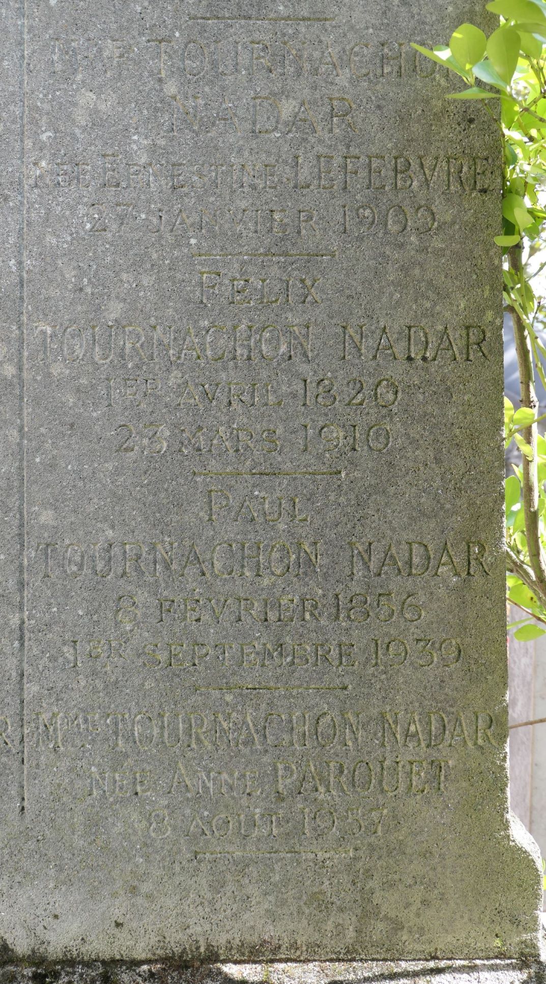 Cimetière du Père Lachaise - APPL - NADAR Ernestine Constance, née ...