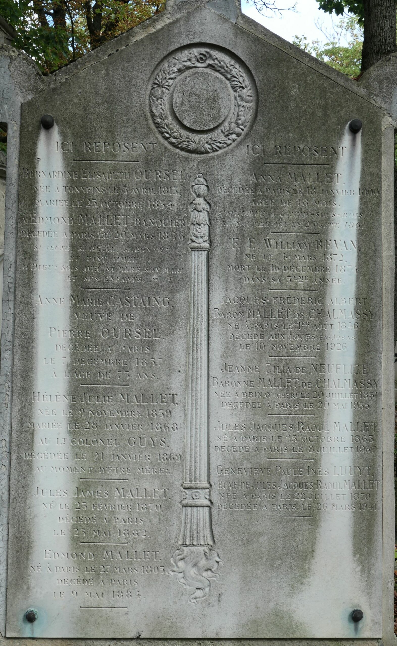 Cimetière du Père Lachaise - APPL - MALLET de CHALMASSY Adolphe Jacques ...