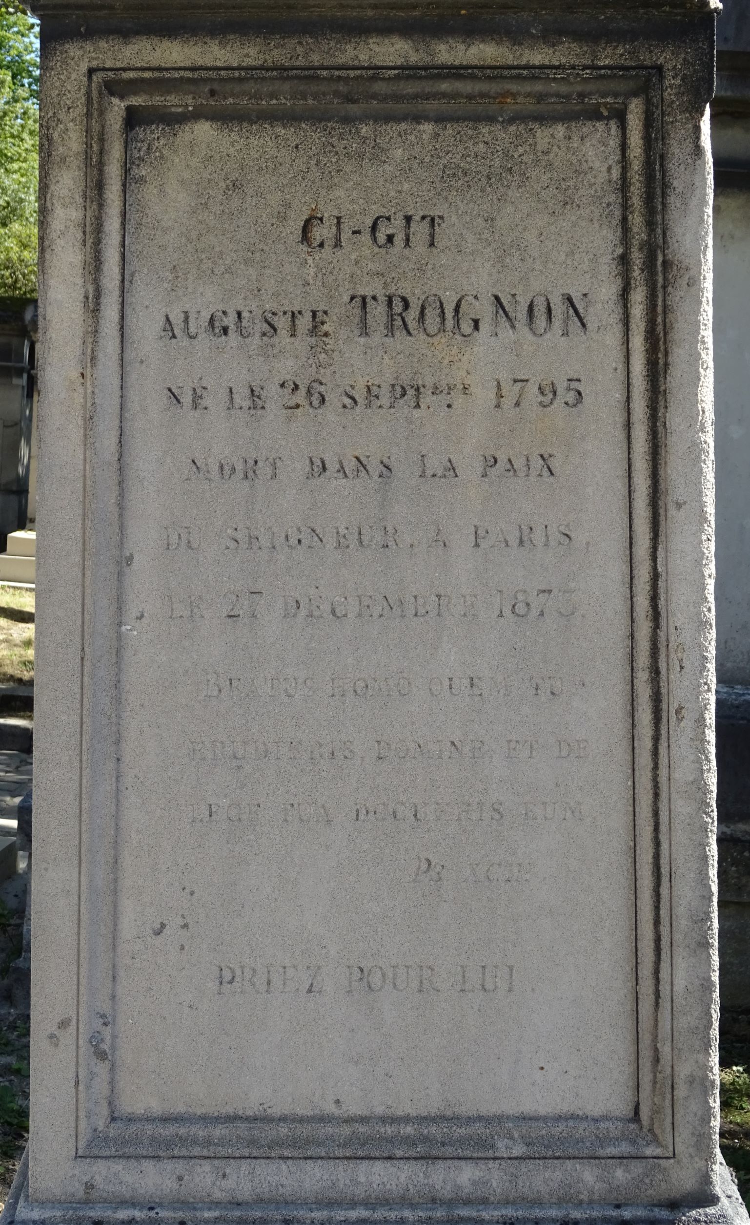 Cimetière du Père Lachaise - APPL - TROGNON Auguste (1795-1873)
