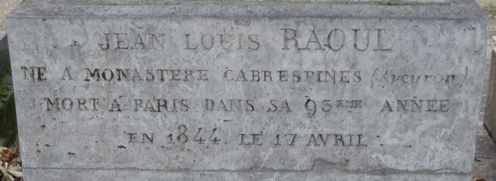 Cimetière du Père Lachaise - APPL - RAOUL Jean Louis (1751-1844)