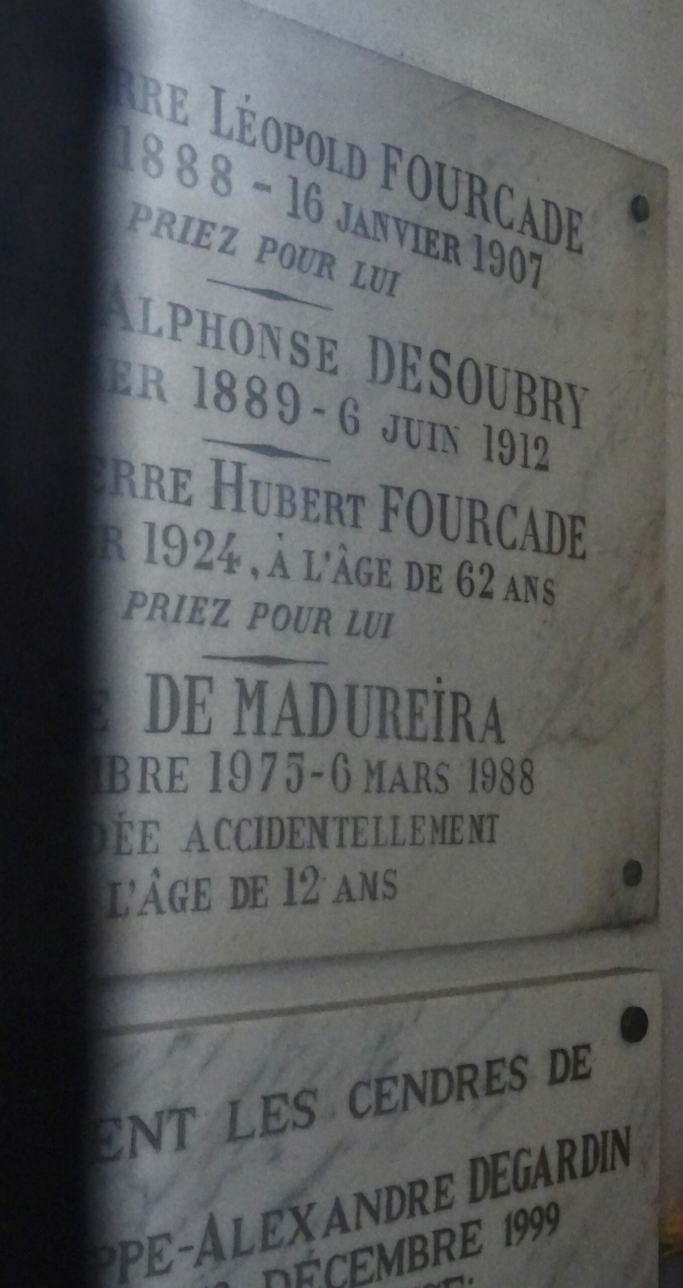 Cimetière du Père Lachaise - APPL - FOURCADE Jacques Pierre Hubert ...