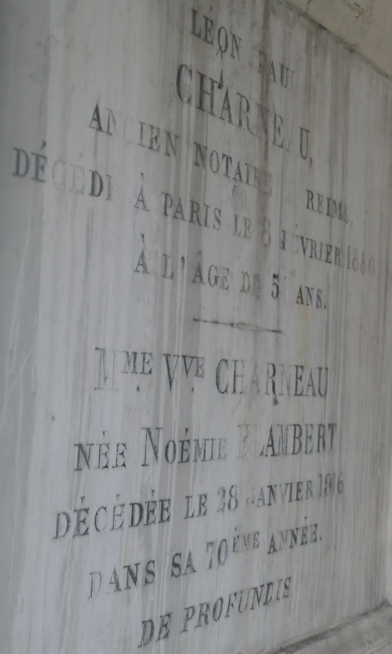 Cimetière du Père Lachaise - APPL - CHARNEAU Léon Paul (1832-1886)
