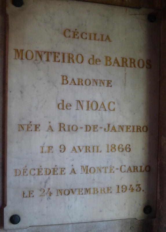 Cimetière du Père Lachaise - APPL - MONTEIRO de BARROS Charles, comte (1873-1905)