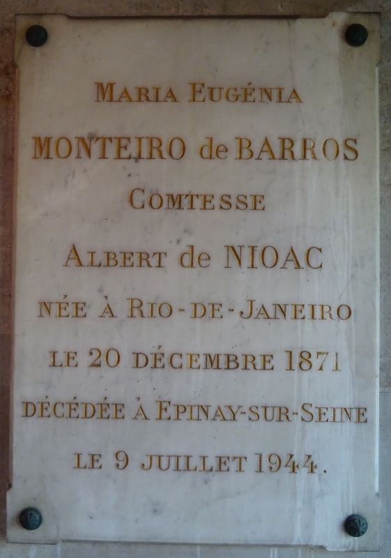 Cimetière du Père Lachaise - APPL - MONTEIRO de BARROS Charles, comte (1873-1905)