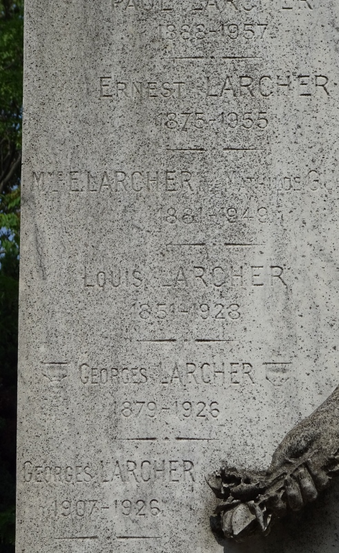 Cimetière du Père Lachaise - APPL - LARCHER Georges (1879-1926)