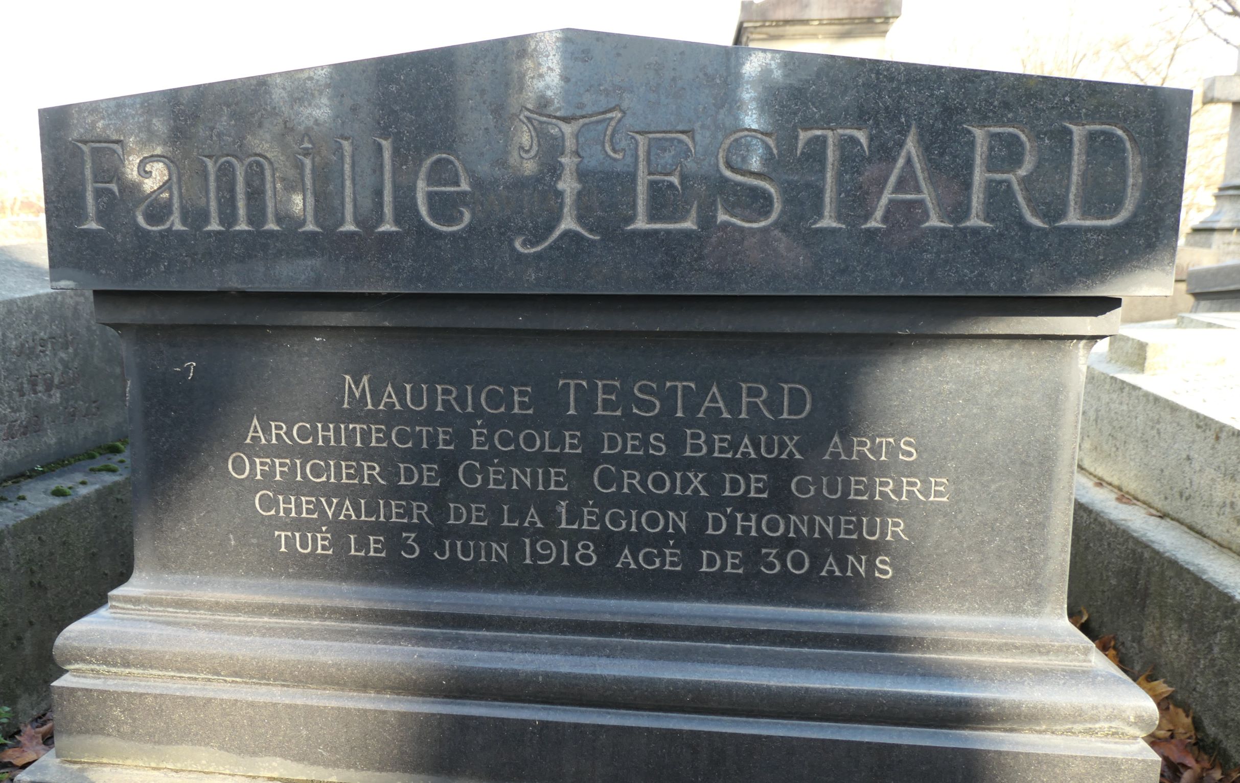 Cimetière du Père Lachaise - APPL - TESTARD Maurice (1888-1918)