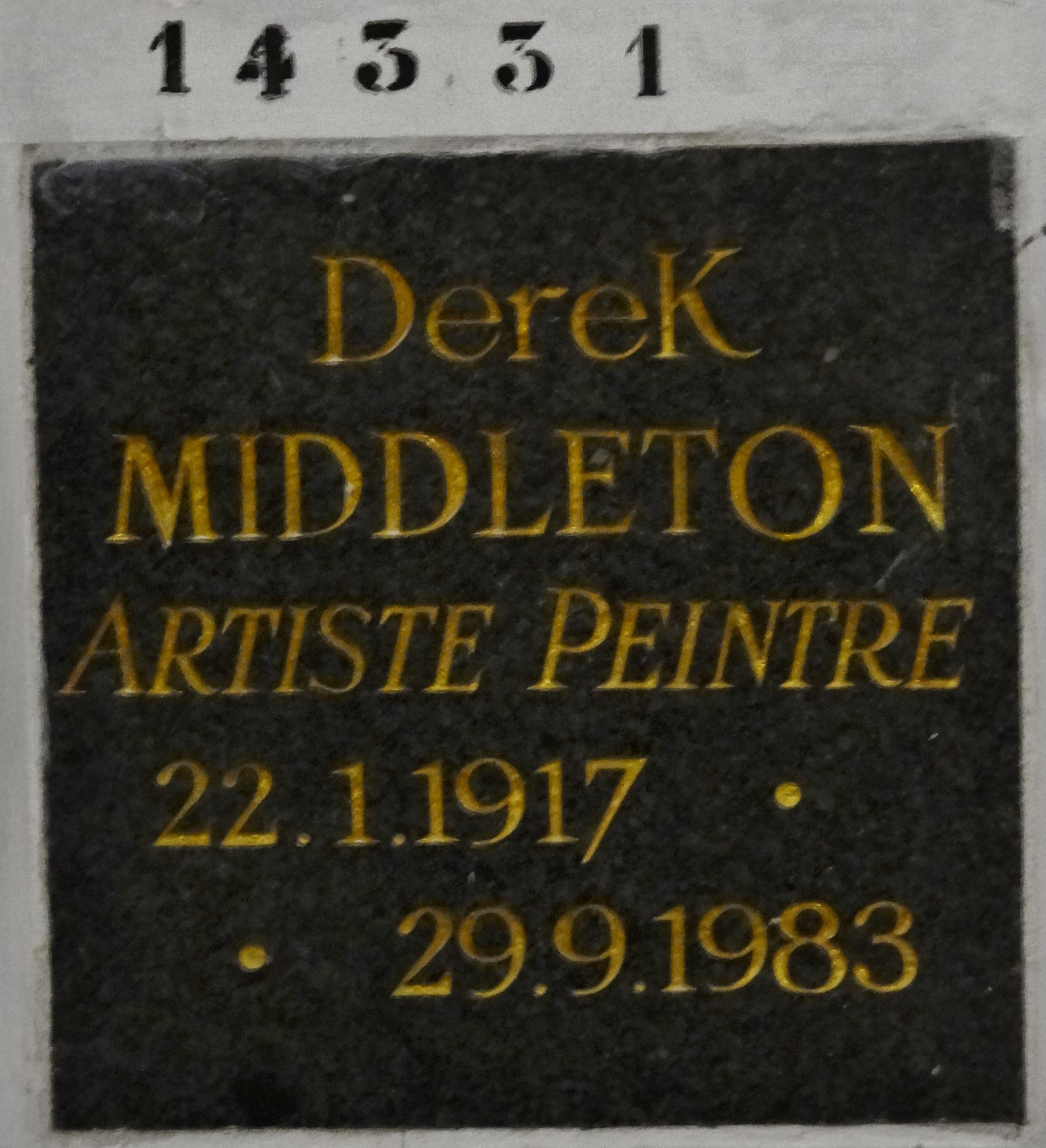 Cimetière du Père Lachaise - APPL - MIDDLETON Derek (1917-1983)