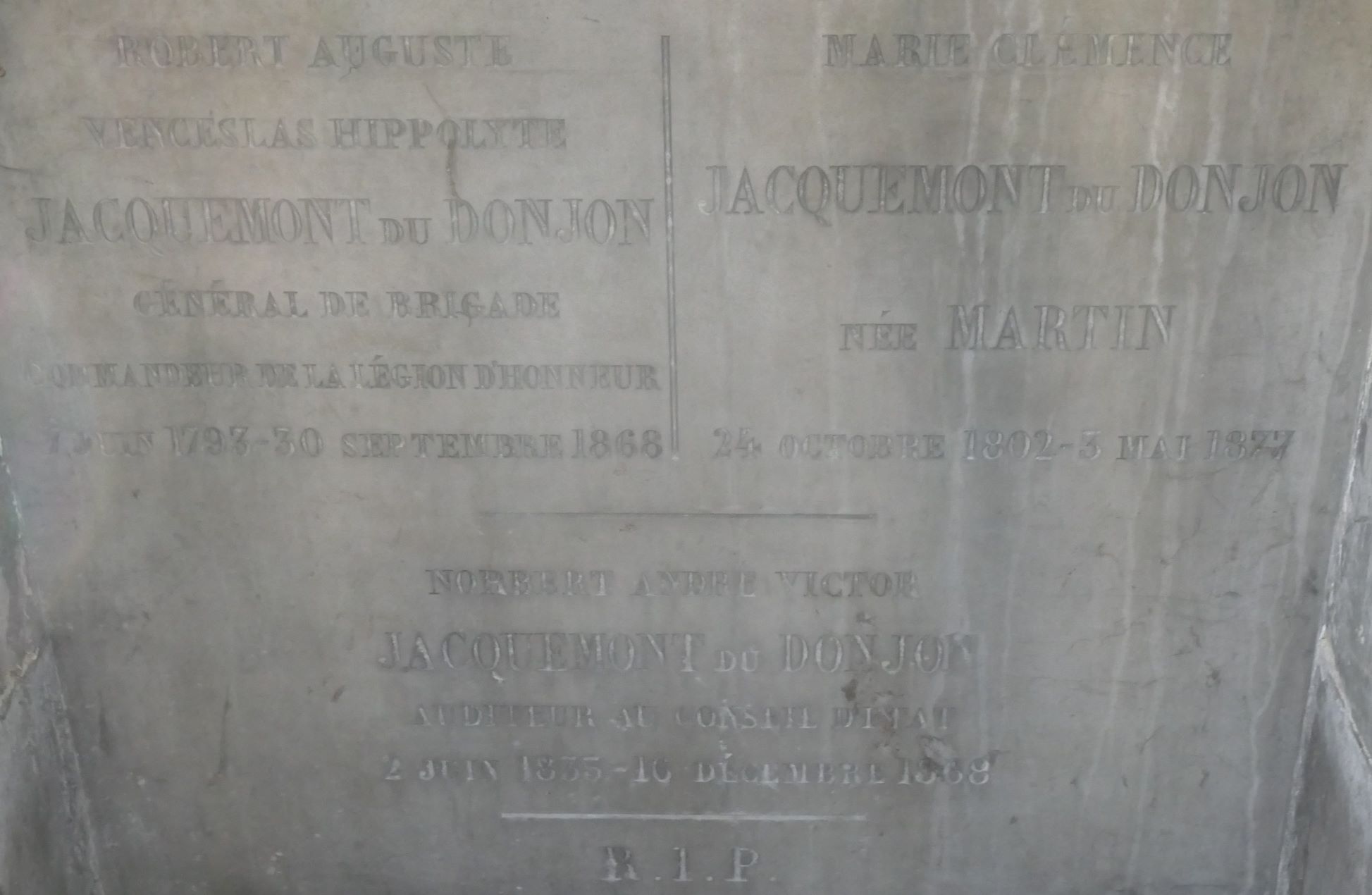 Cimetière du Père Lachaise - APPL - JACQUEMONT du DONJON Robert Auguste Venceslas Hippolyte ...