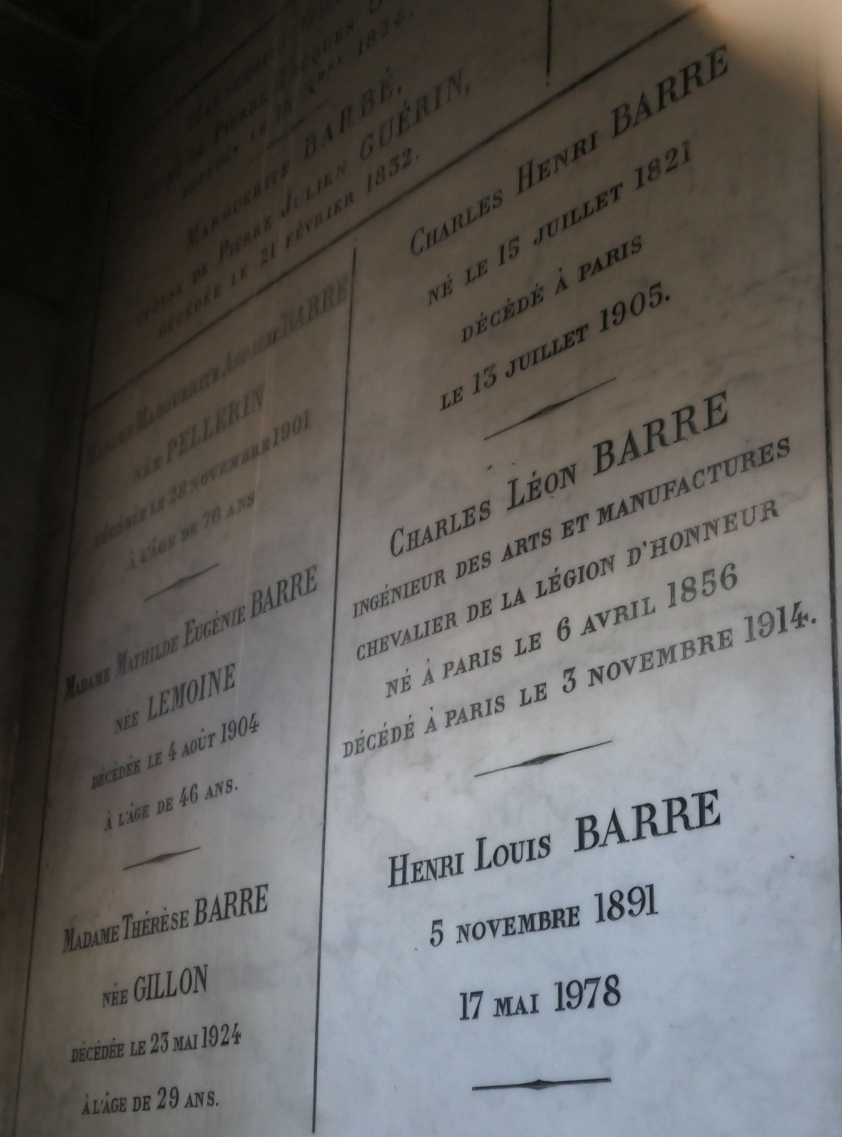Cimetière du Père Lachaise - APPL - BARRE Charles Léon (1856-1914)