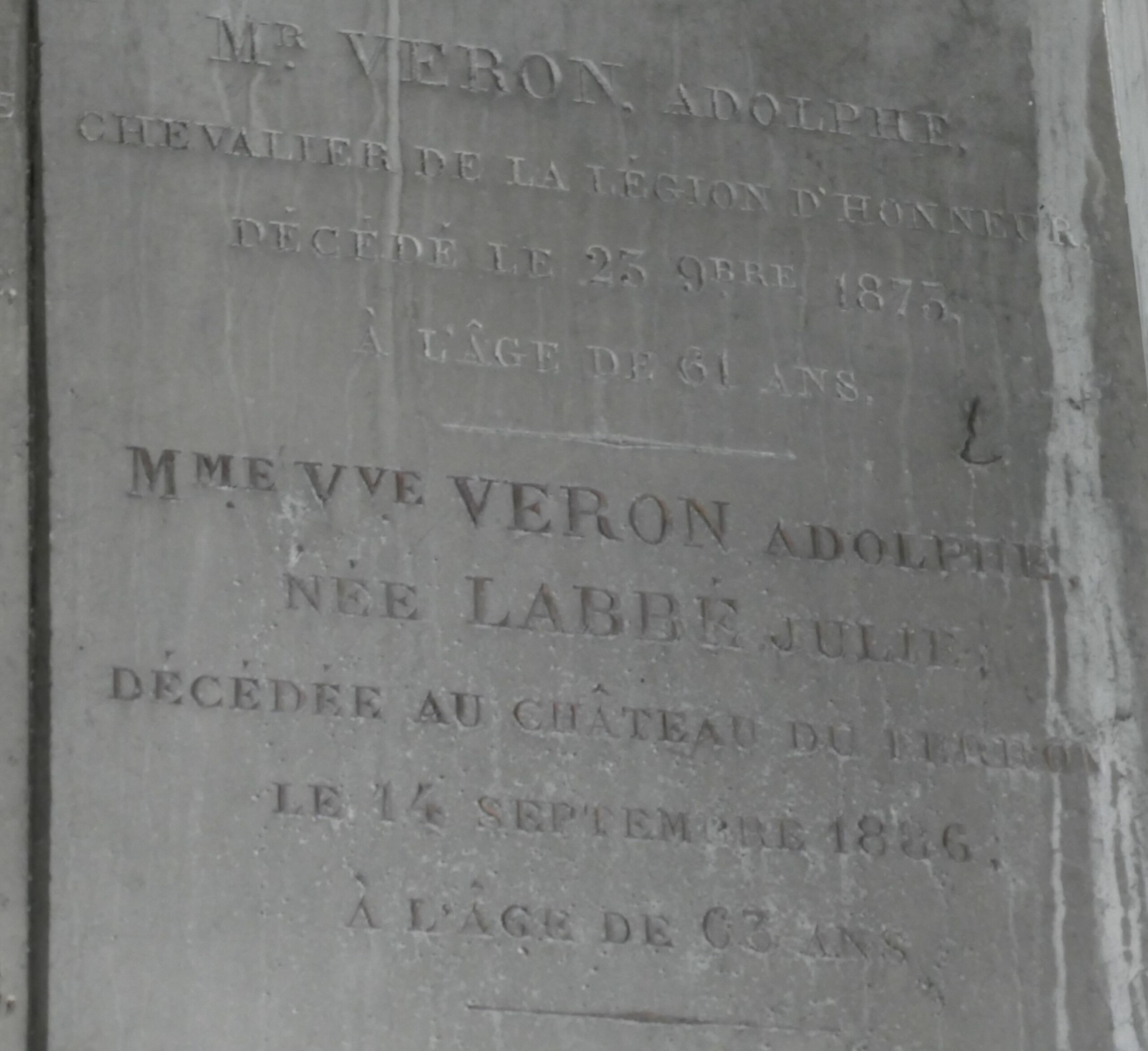 Cimetière du Père Lachaise - APPL - VERON Adolphe (1812-1873)